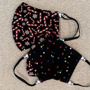 Hand Crafted | Accessories | Christmas Candy Cane Face Mask Snowflake ...